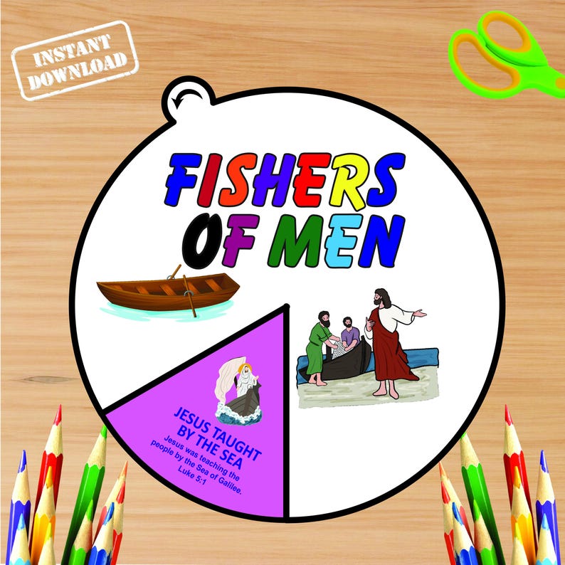 Fishers of Men Bible Craft for Kids, 12 Disciples of Jesus, Sunday ...
