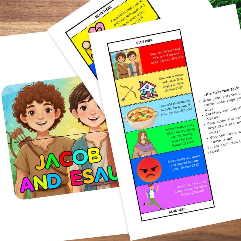 Jacob and Esau Folding Surprise, Bible Craft, Bible Story Lesson ...