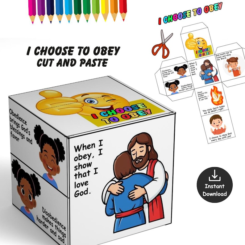 I Obey God Craft| Activity Cube Bible Craft| Bible Lesson| Sunday ...