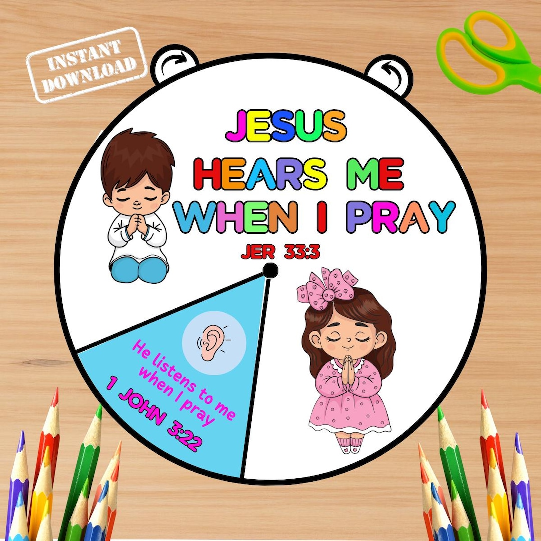 Jesus Hears Me When I Pray Coloring Wheel, Bible Activity, Kids Bible ...