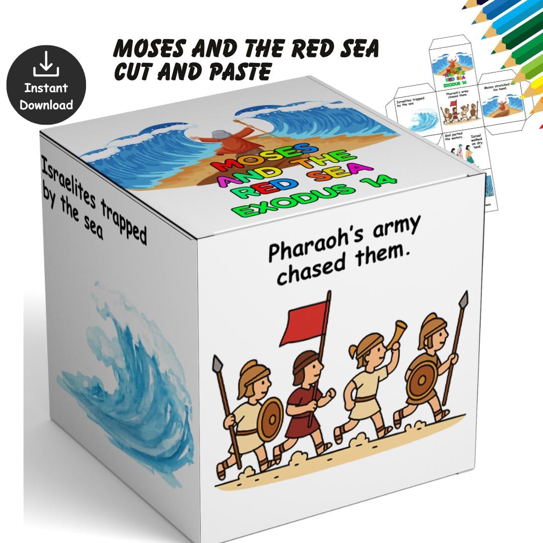 Moses and the Red Sea Cube Bible Story Craft, Bible Lesson, Easter ...