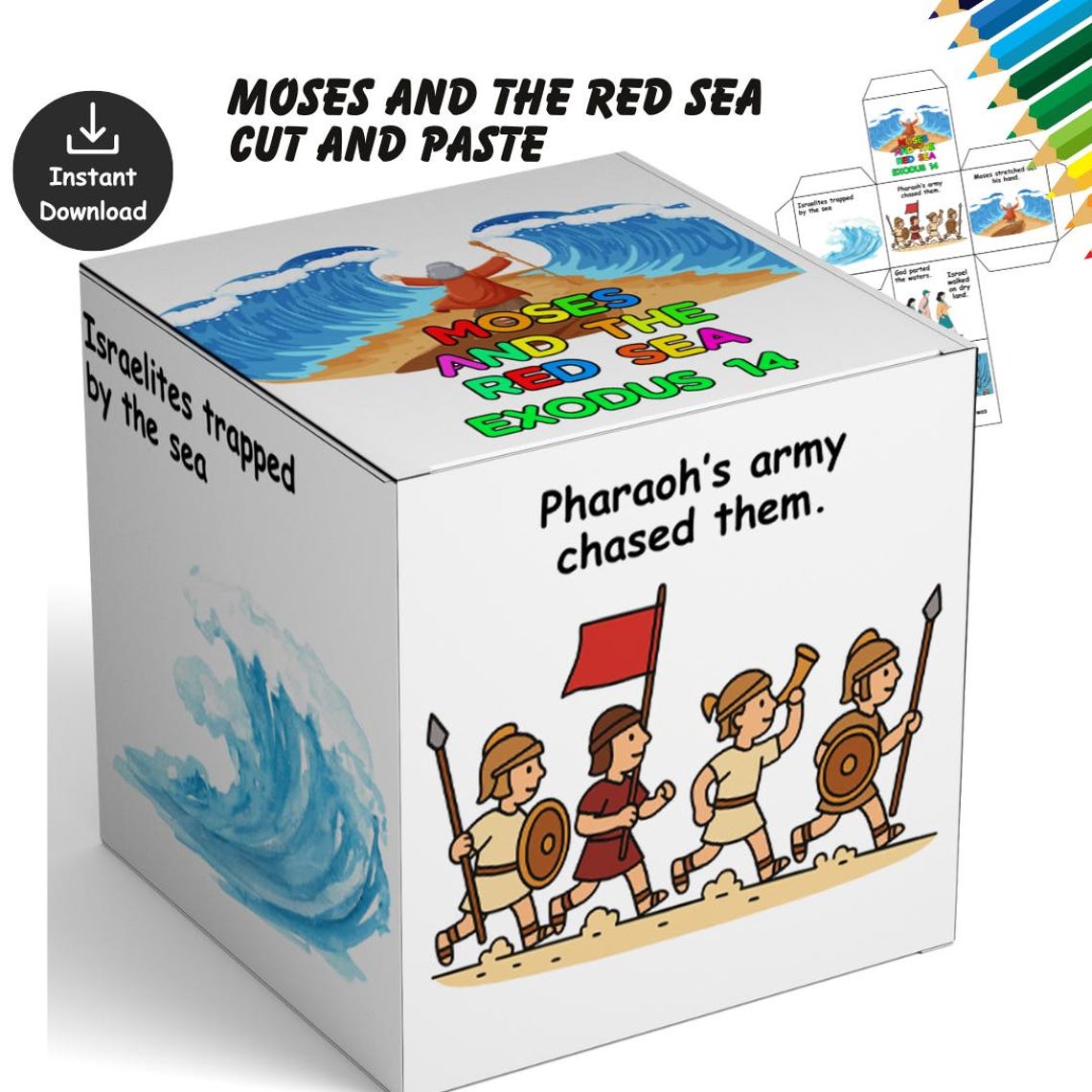 Moses and the Red Sea Cube Bible Story Craft, Bible Lesson, Easter ...