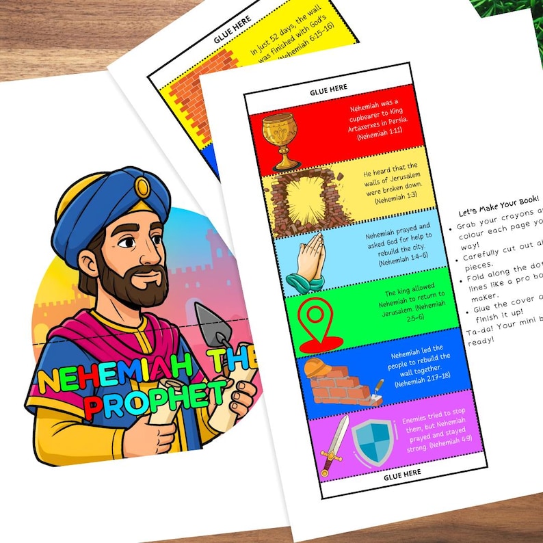 Nehemiah Folding Surprise Bible Story Craft, Bible Lesson, Memory Game ...