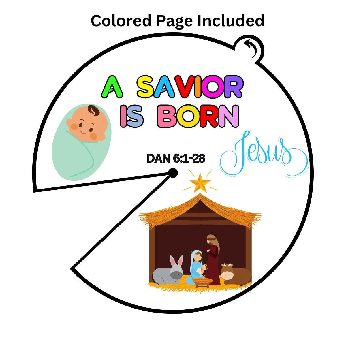 A Savior is Born Coloring Wheel, Nativity Christmas Activity, Kids ...