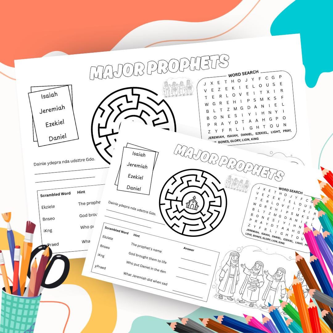 Major Prophets Activity Sheet, Bible Craft, Bible Study Lesson Guide ...