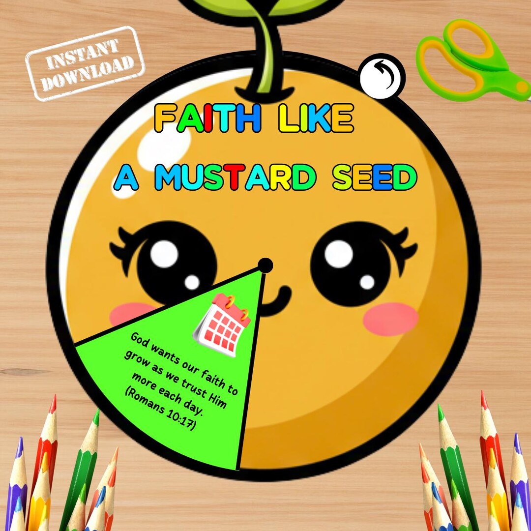 Faith Like a Mustard Seed Coloring Wheel Bible Craft, Bible Lesson ...