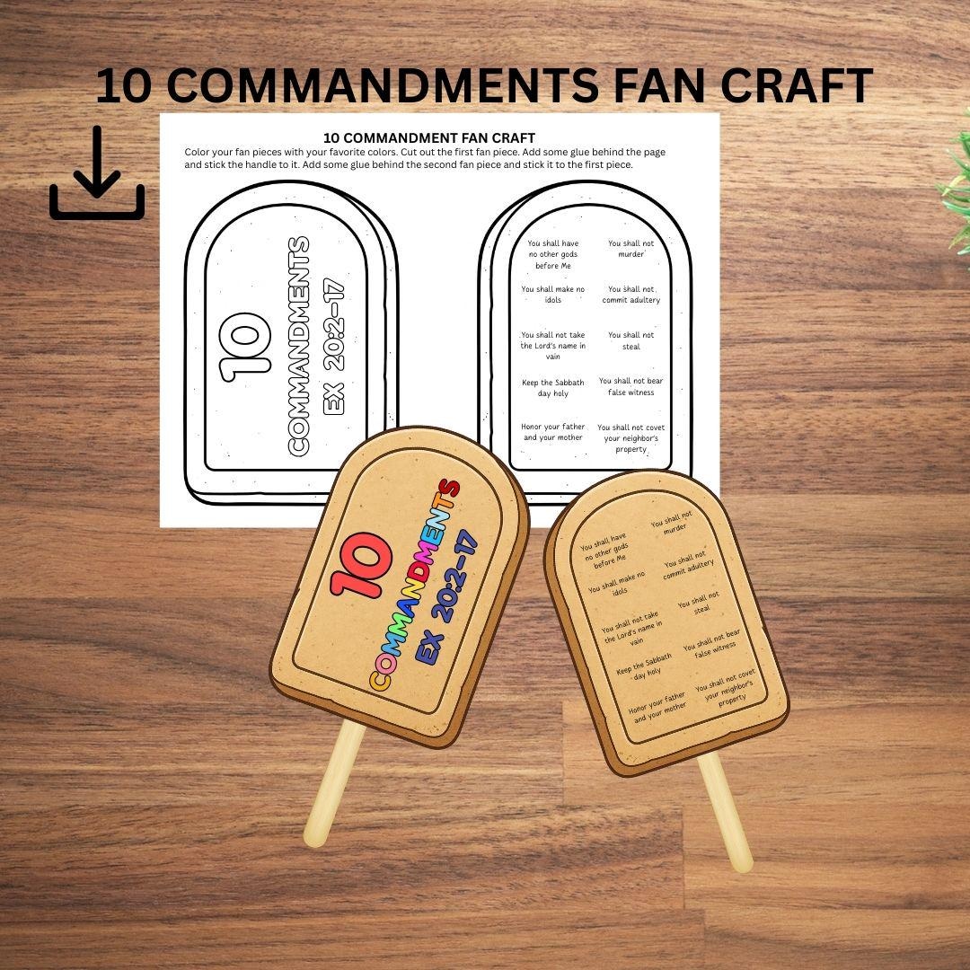 The Ten Commandments Fan Craft for Kids Sunday School Bible Lesson ...