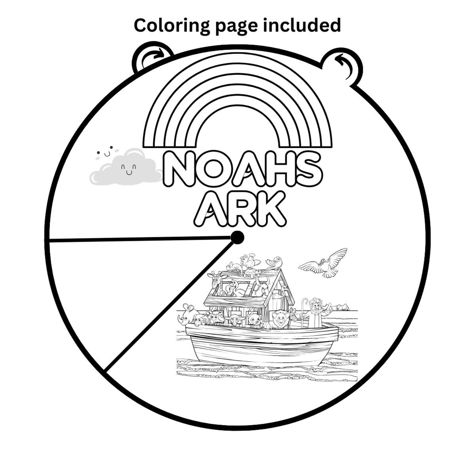 Noahs Ark Coloring Wheel, Printable Bible Activity, Kids Bible Lesson ...