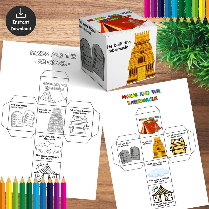 The Tabernacle Coloring Cube Craft, Printable Story Cube, Sunday School ...