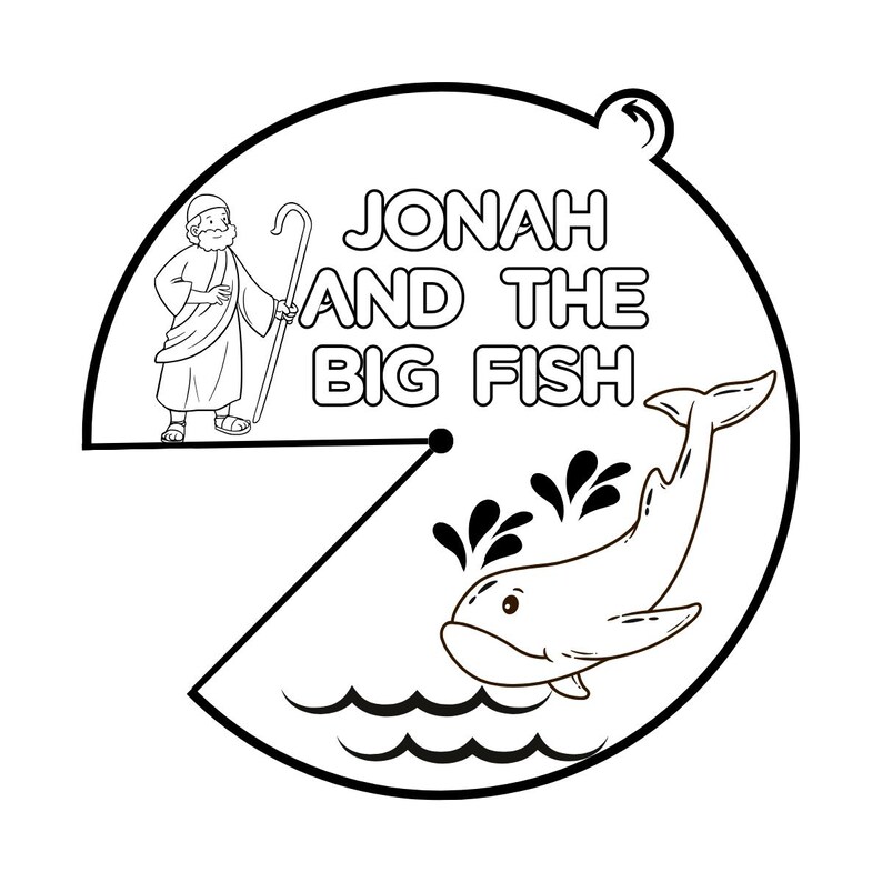 Jonah and the Whale, Printable Bible Coloring Wheel, Sunday School ...