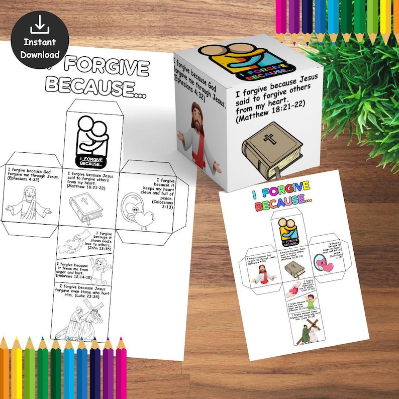 Forgiveness Bible Lesson Cube, Printable Bible Activity, Kids Bible ...