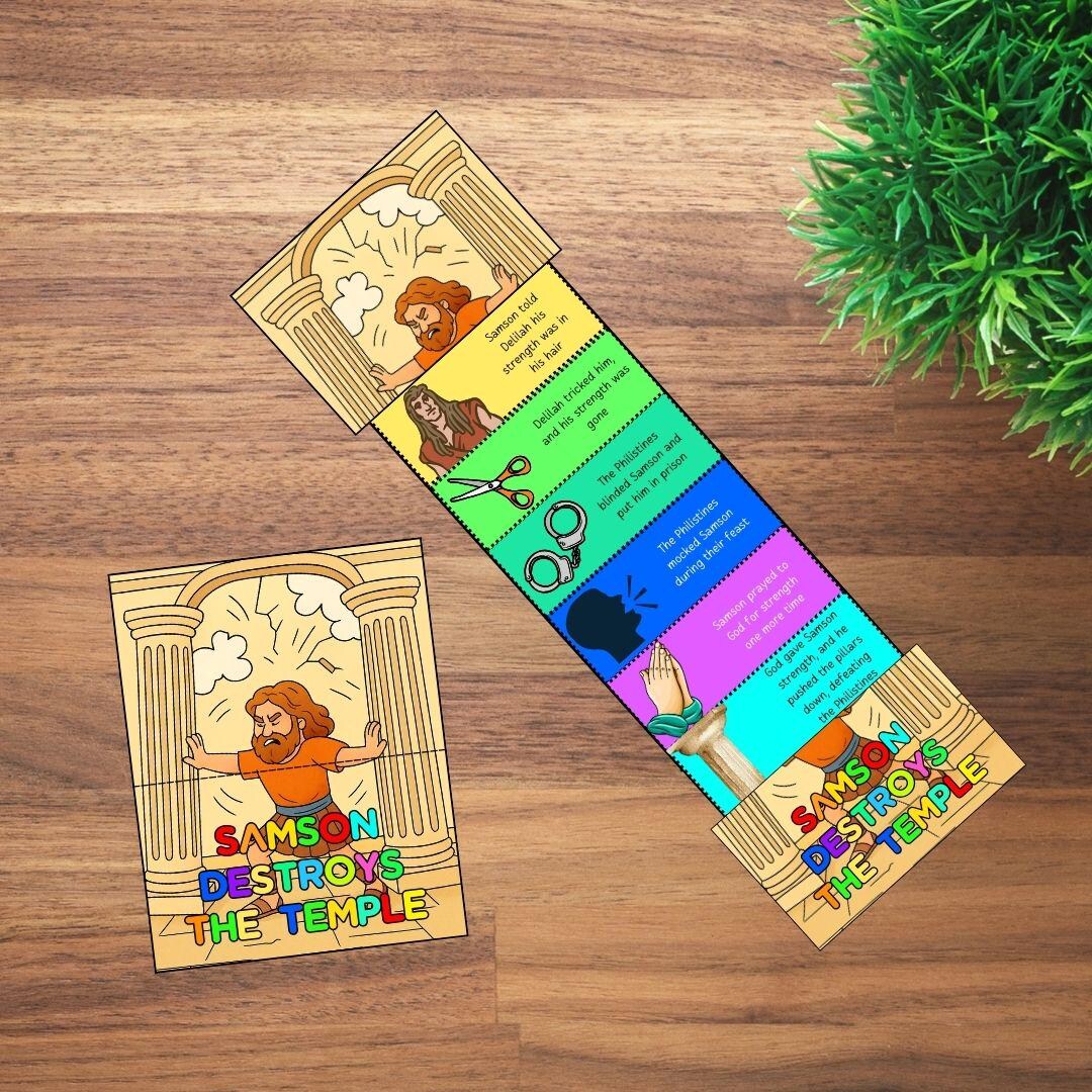 Samson Strength Folding Surprise Bible Craft, Bible Lesson, Samson ...