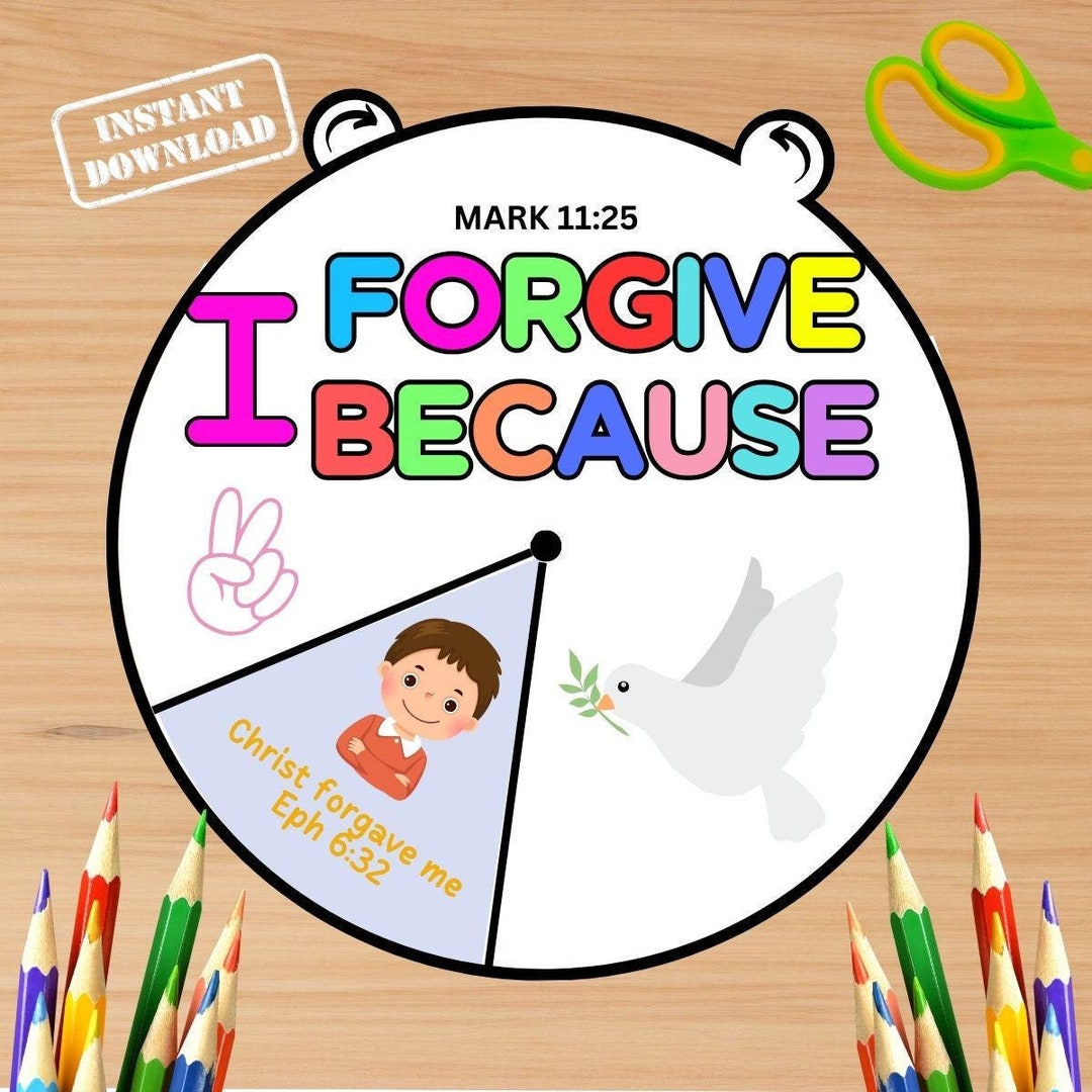 Forgiveness Scripture Coloring Wheel, Printable Bible Activity ...