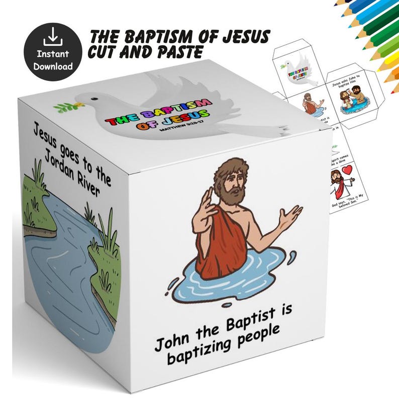 Baptism of Jesus Story Cube| Bible Lesson, Sunday School| Church ...