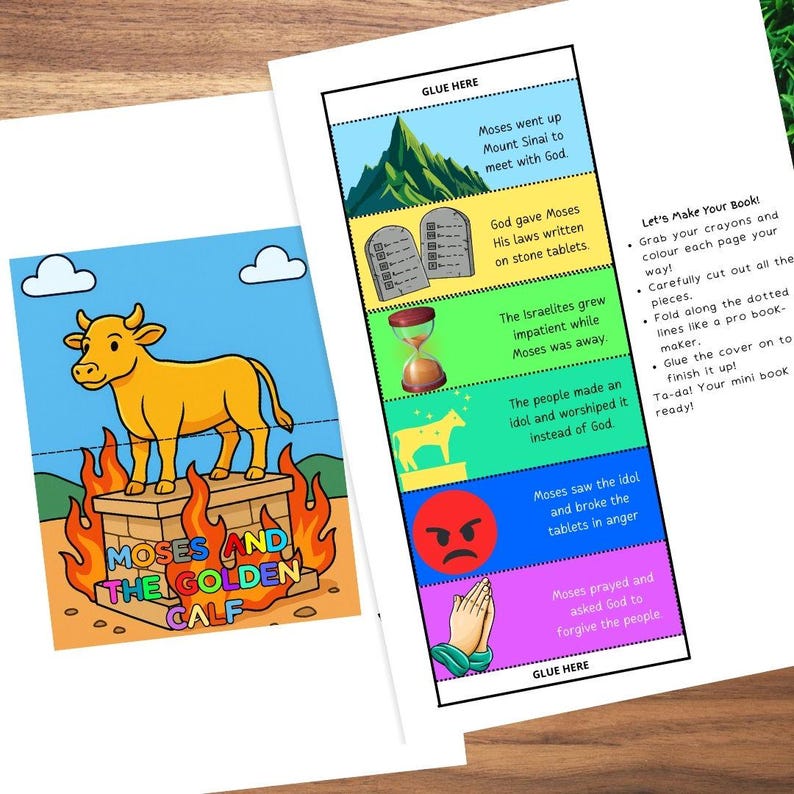 Moses Golden Calf Folding Surprise Bible Craft, Bible Lesson, Bible ...