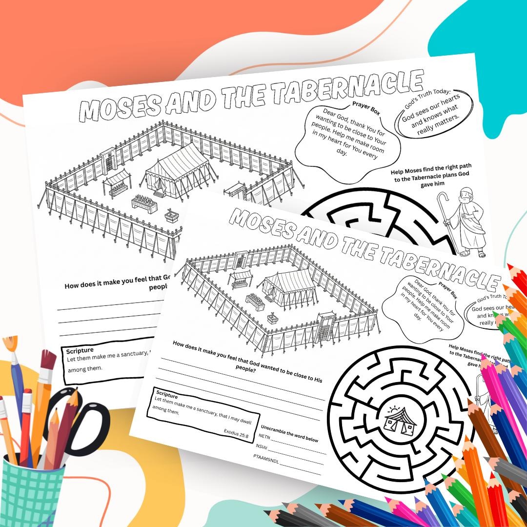 The Tabernacle Printable Sheet, Printable Bible Coloring Sheet, Sunday ...