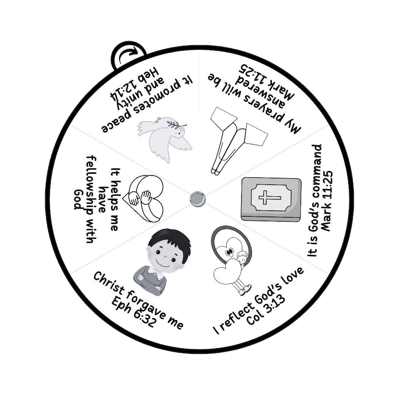 Forgiveness Scripture Coloring Wheel, Printable Bible Activity ...