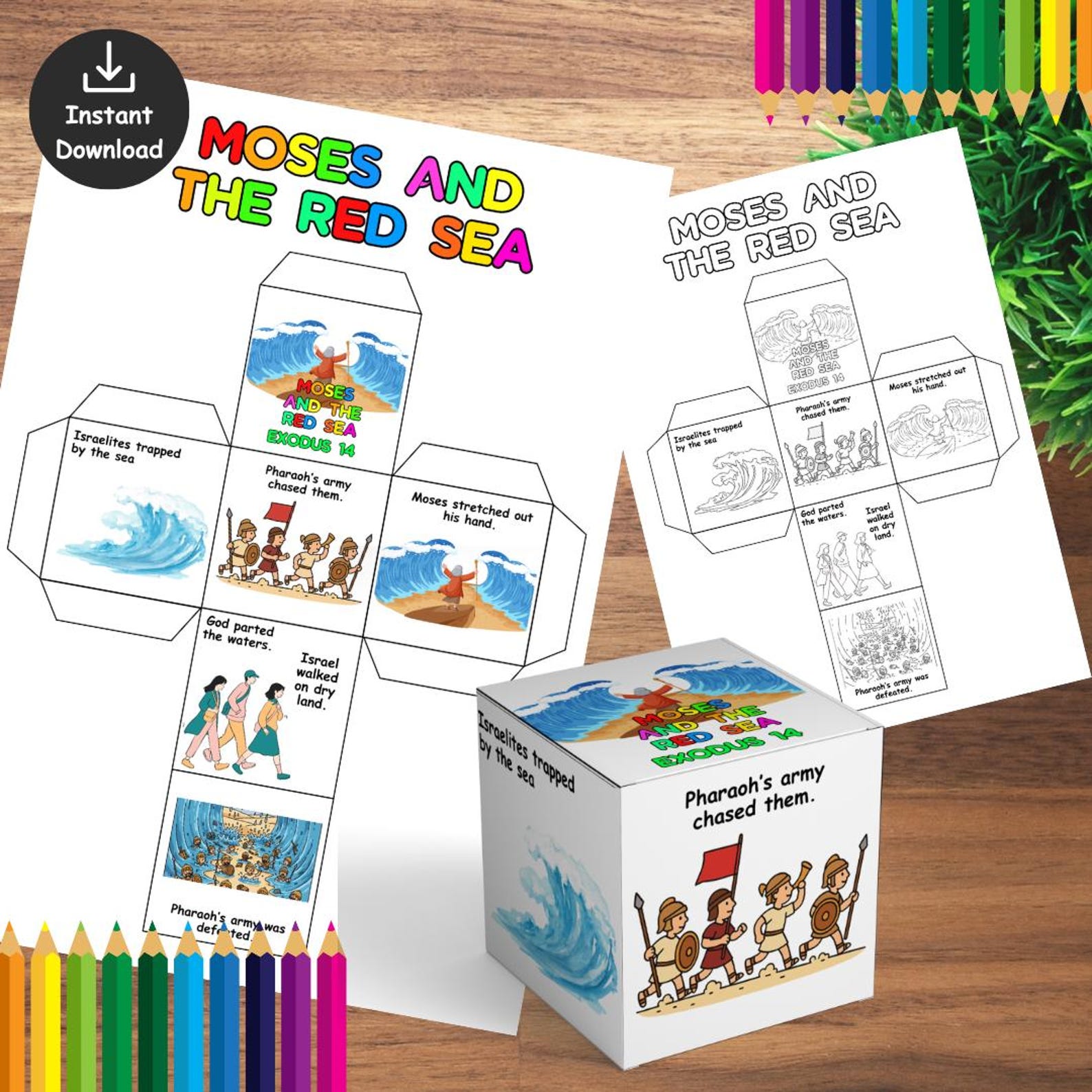 Moses and the Red Sea Cube Bible Story Craft, Bible Lesson, Easter ...
