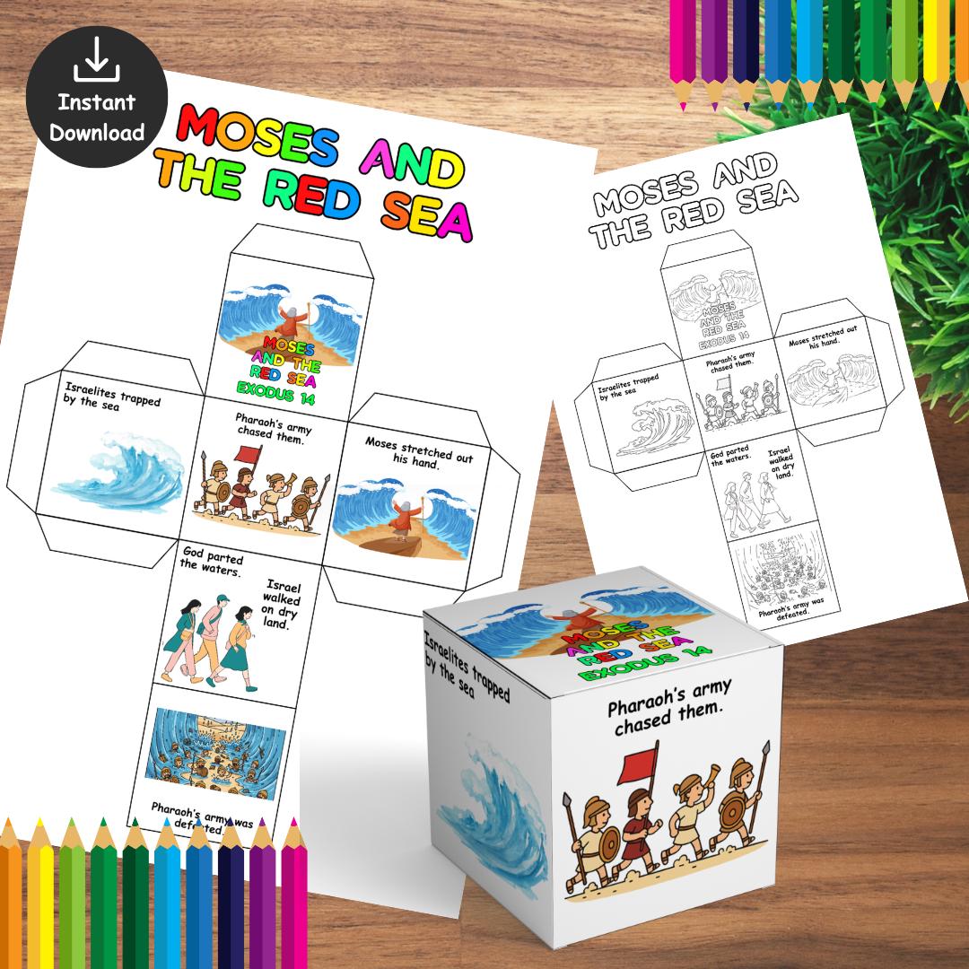 Moses and the Red Sea Cube Bible Story Craft, Bible Lesson, Easter ...