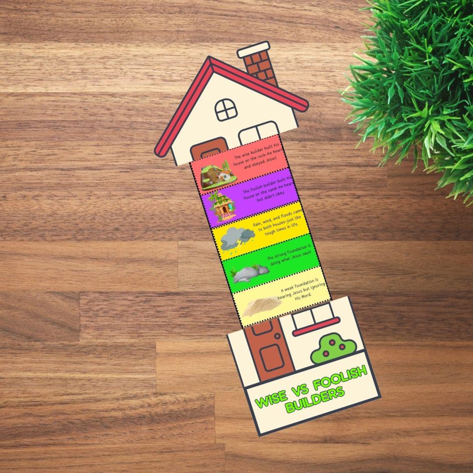 The Wise and Foolish Builders Folding Surprise Bible Craft, Bible ...