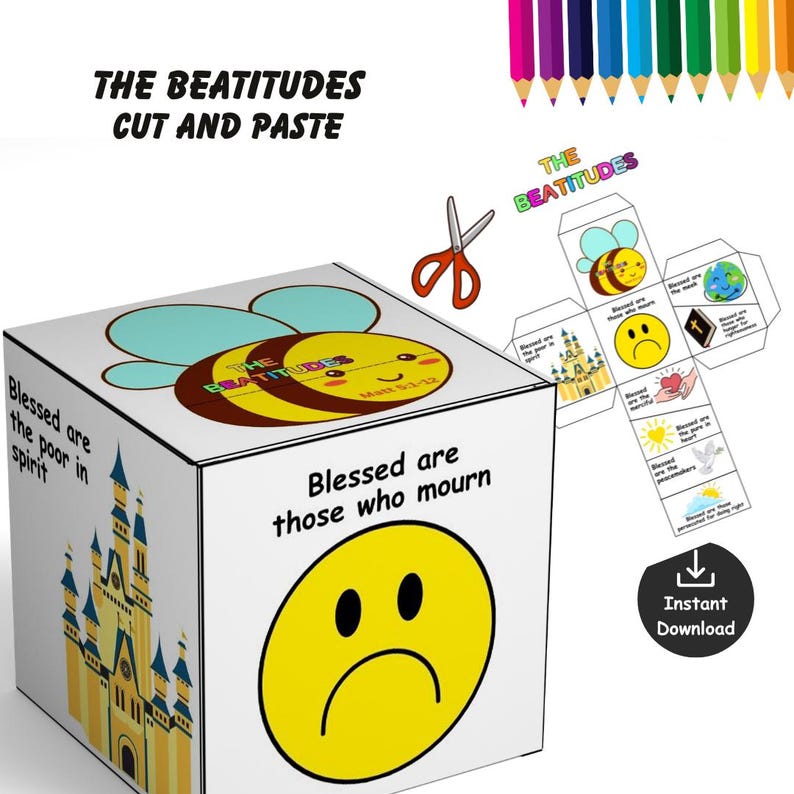 Beatitudes Activity Cube, Kids Activity, Printable Bible Verse Game ...