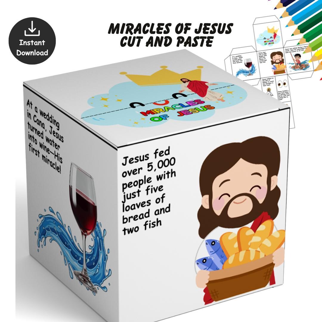 Miracles of Jesus Cube Bible Craft, Bible Lesson, Bible Story, Sunday ...