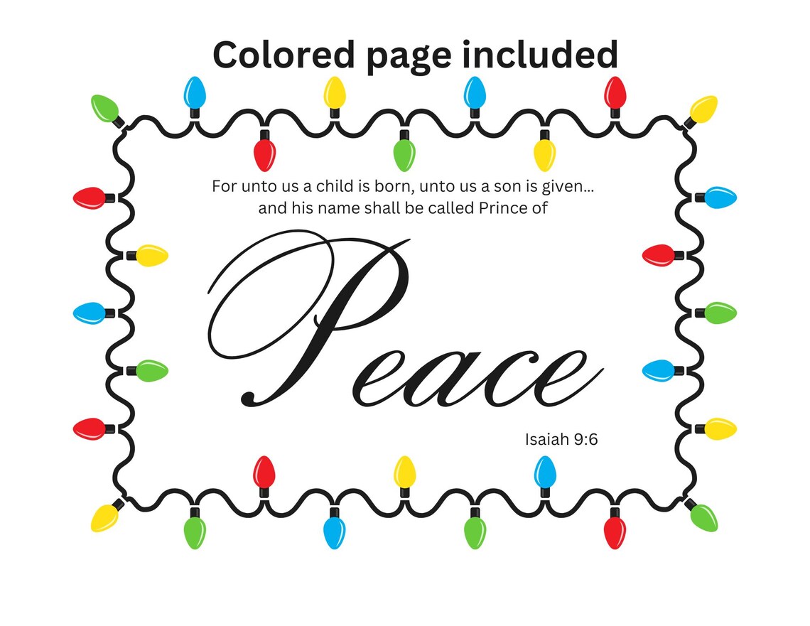 Fingerprint Christmas Lights Printable Craft - PEACE, Advent Activity ...