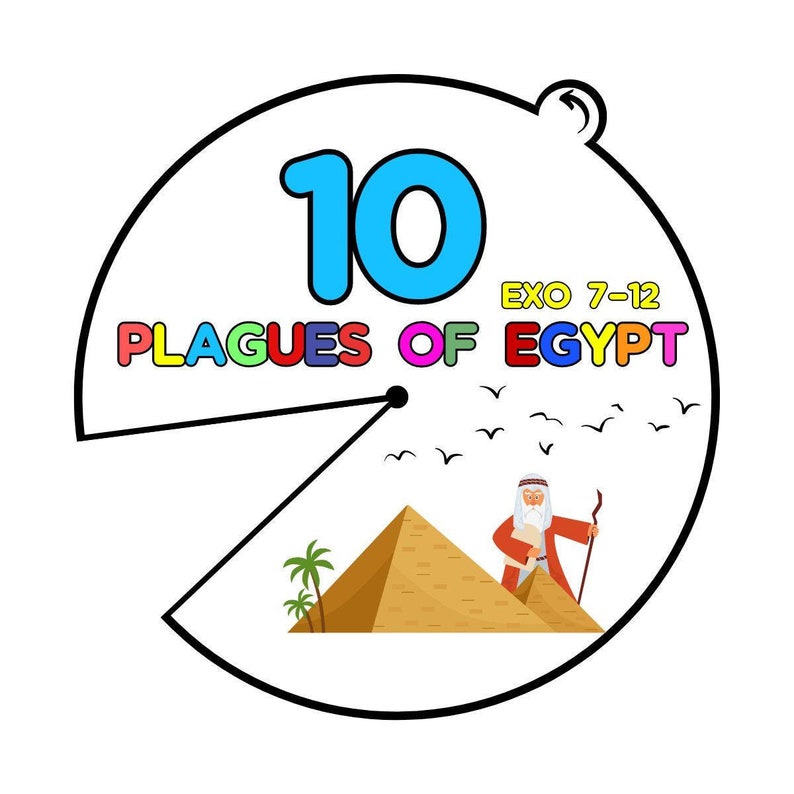Plagues of Egypt Coloring Wheel, Printable Bible Activity, Watercolor ...