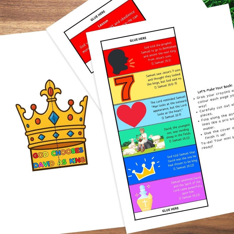 David Becomes King Folding Surprise, Bible Craft, Bible Story Lesson ...