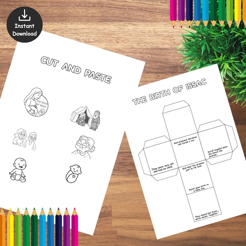 Isaac’s Birth Coloring Cube Craft, Memory Games, Bible Craft for Kids ...