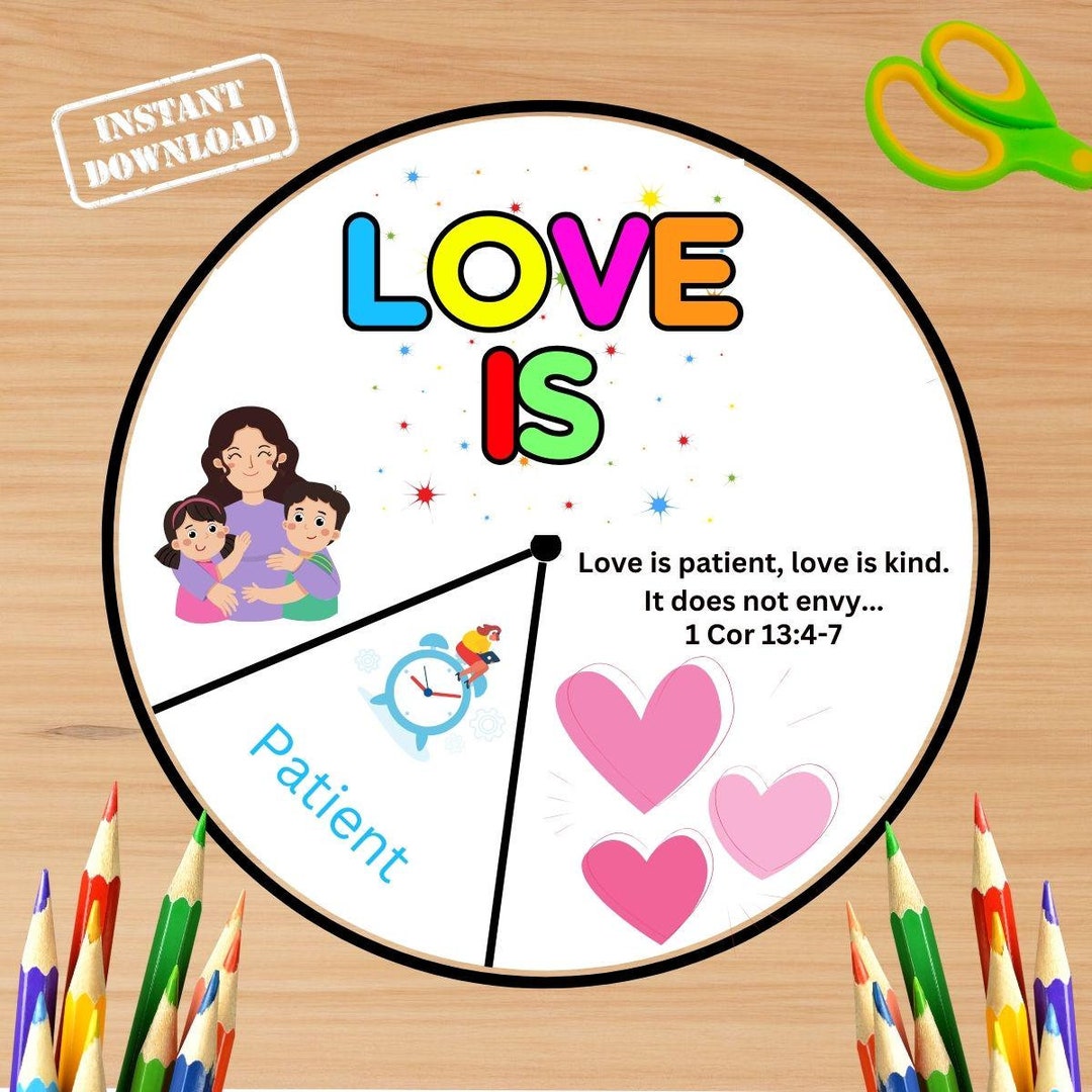 God is Love Coloring Wheel, Printable Bible Activity, Watercolor, Kids ...