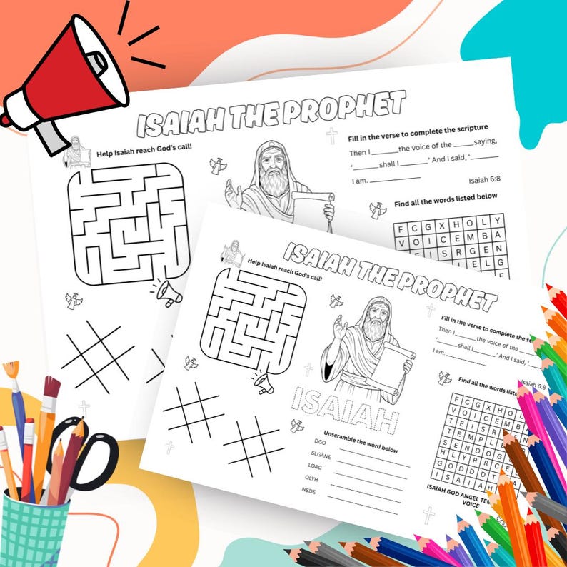 Isaiah the Prophet Bible Activity Sheet, Bible Story Lesson, Sunday ...