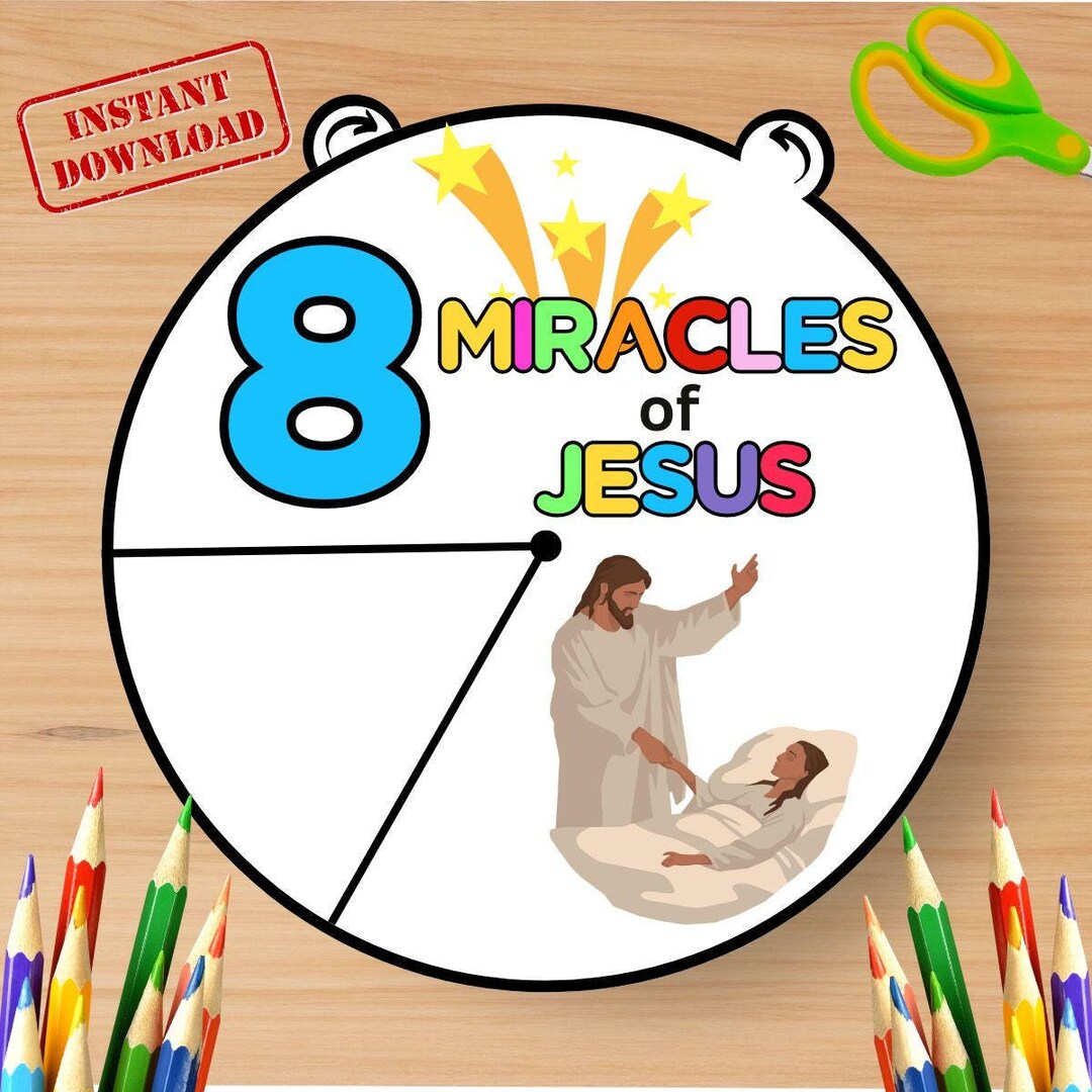 Jesus Miracles Coloring Wheel, Printable Bible Verse Activity, Kids ...