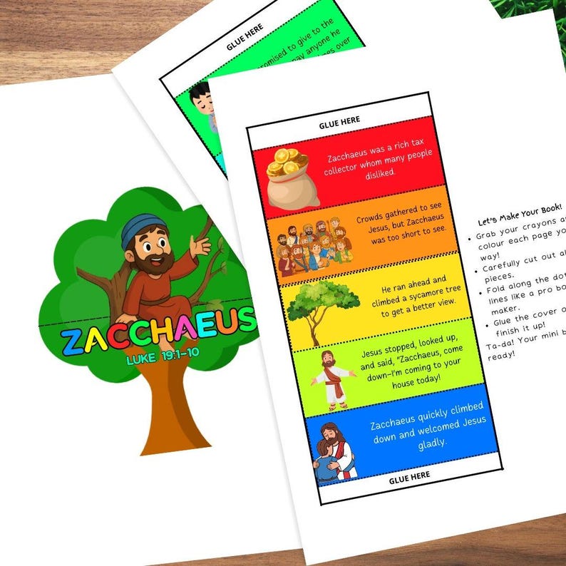 Zacchaeus Folding Surprise Bible Story Craft, Bible Lesson, Jesus and ...