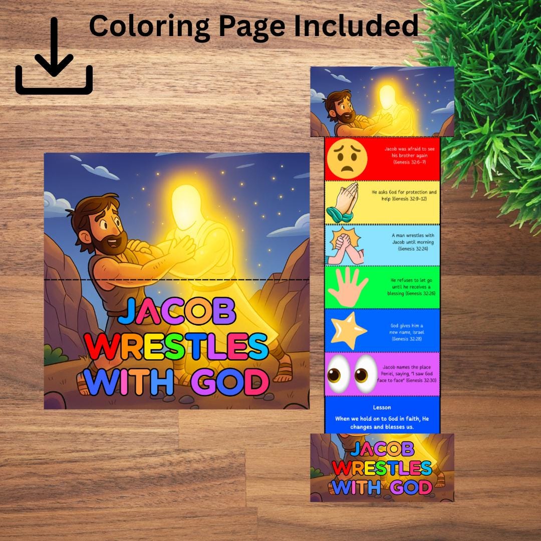 Jacob Wrestle With God Folding Surprise, Bible Craft, Bible Story ...