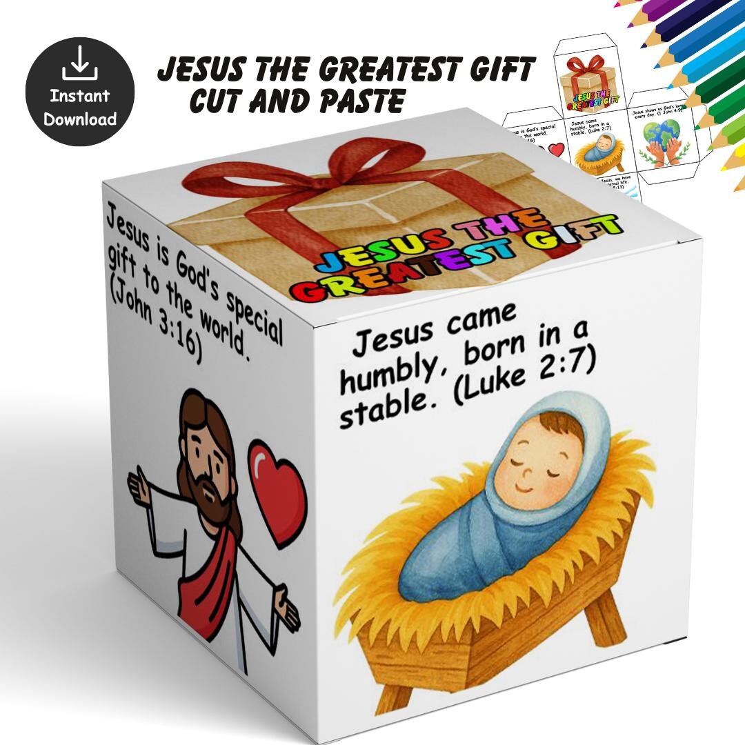 Jesus is the Greatest Gift Coloring Cube Bible Craft, Bible Lesson ...