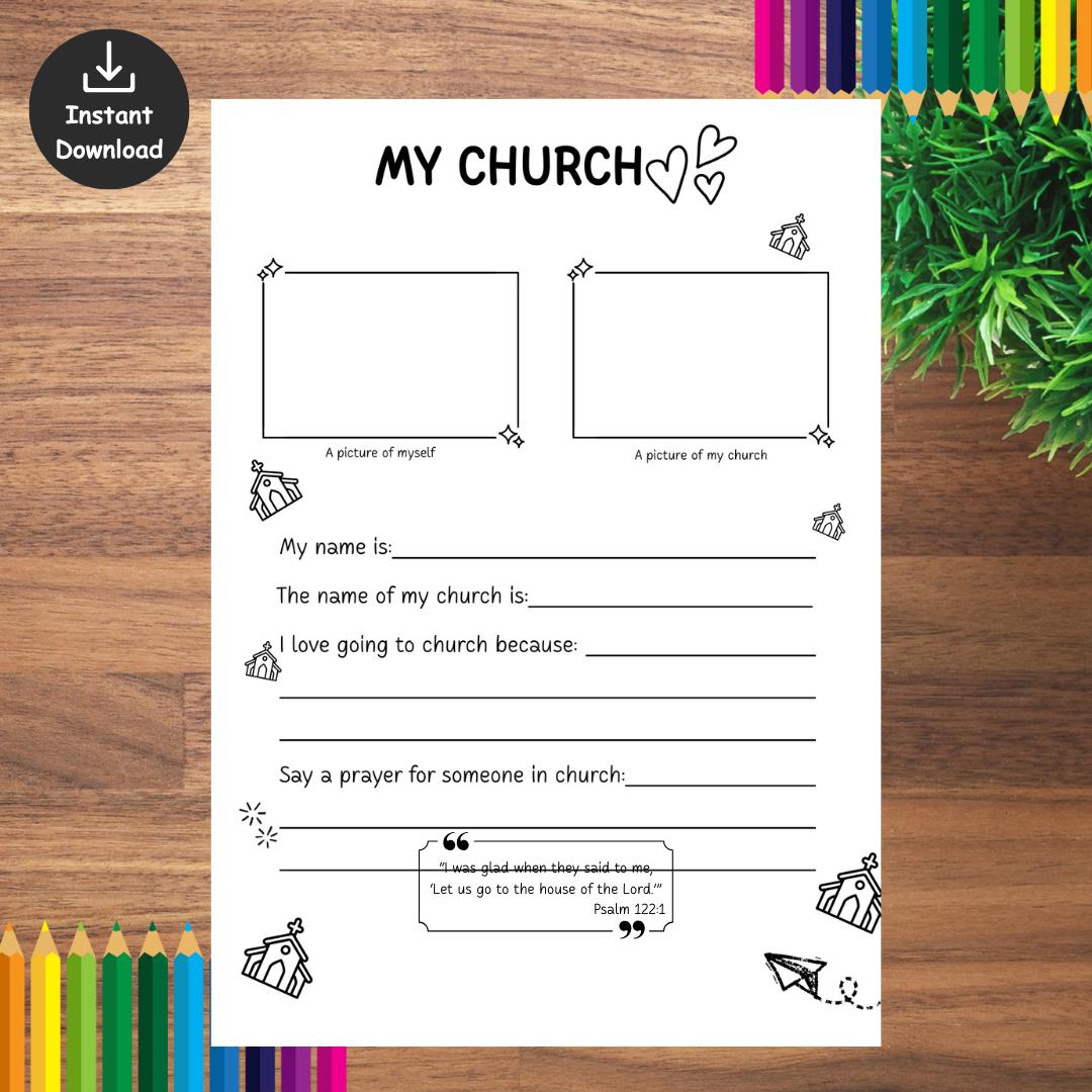Church Activity Sheet for Sunday School, Church Pastor Gift, Kids ...