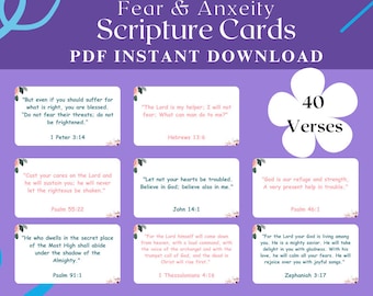 Fear and Anxiety Printable Bible Verse Cards Scripture Cards - Etsy
