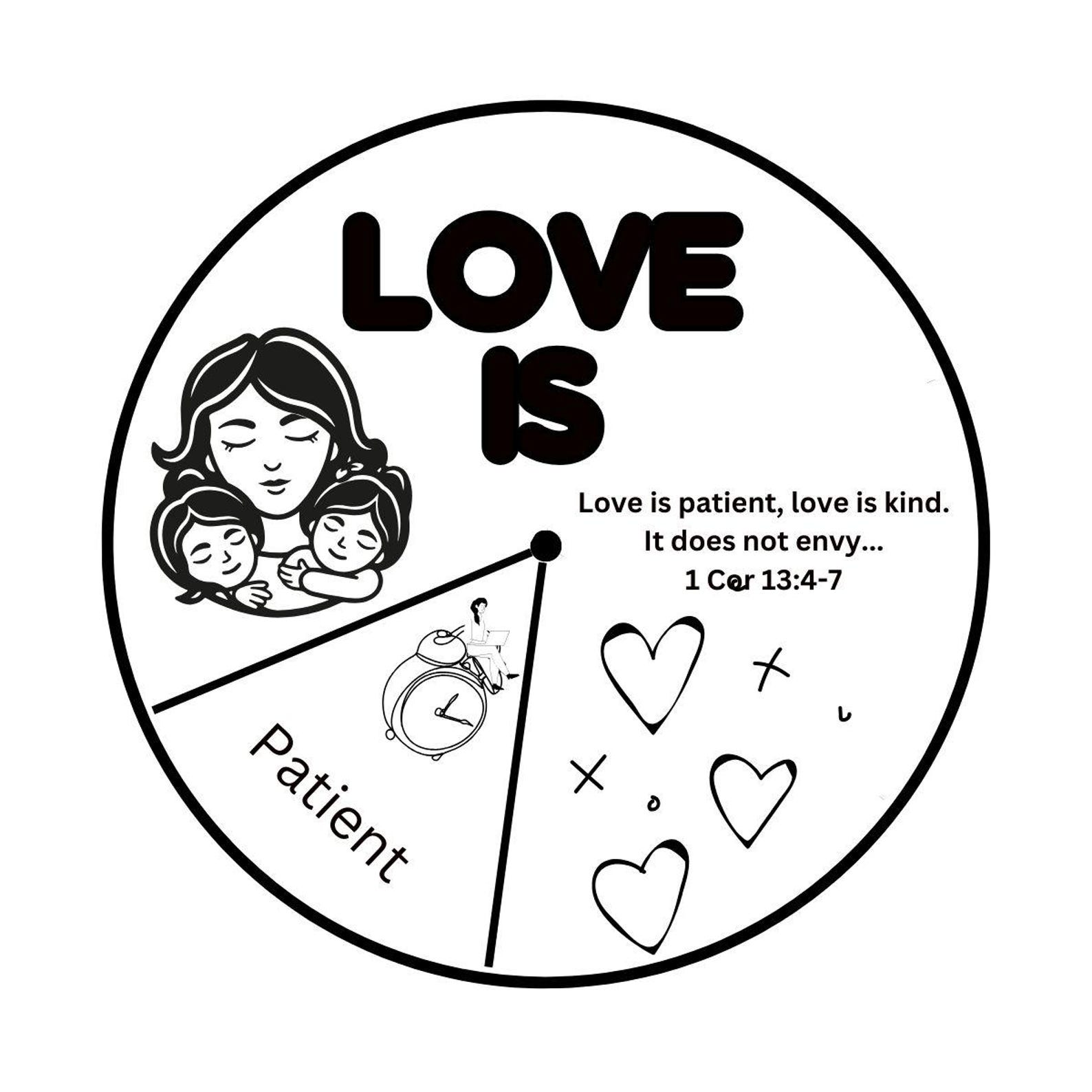 God is Love Coloring Wheel, Printable Bible Activity, Watercolor, Kids ...