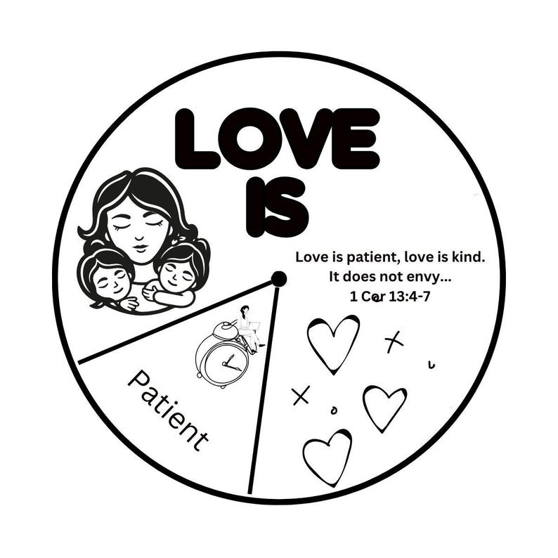 God is Love Coloring Wheel, Printable Bible Activity, Watercolor, Kids Bible Lesson, Memory Game ...