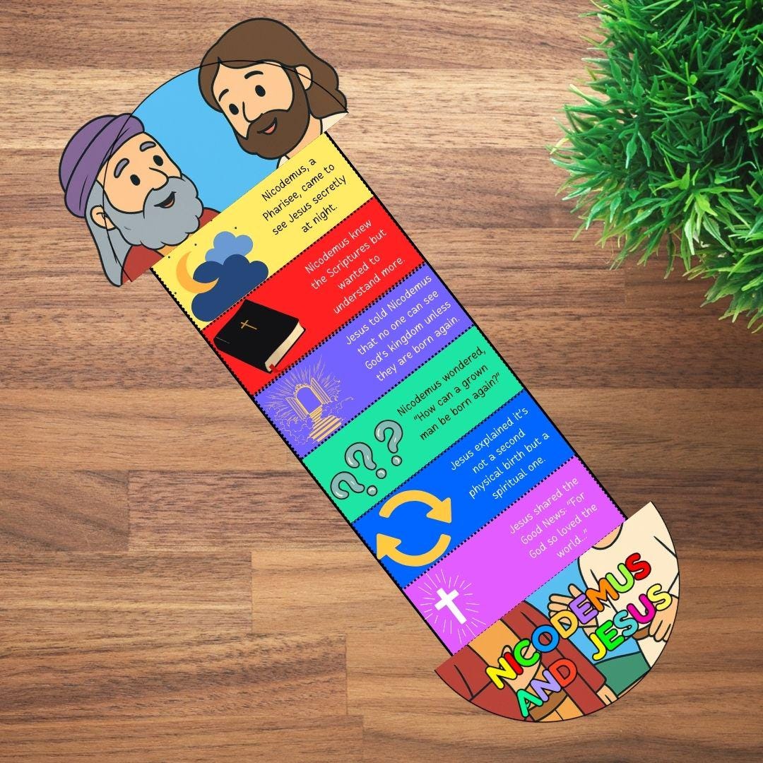 Nicodemus and Jesus Folding Surprise Bible Story Craft, Bible Lesson ...