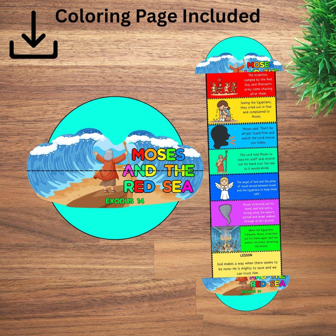 Moses and the Red Sea Folding Surprise Bible Story Craft, Bible Lesson ...