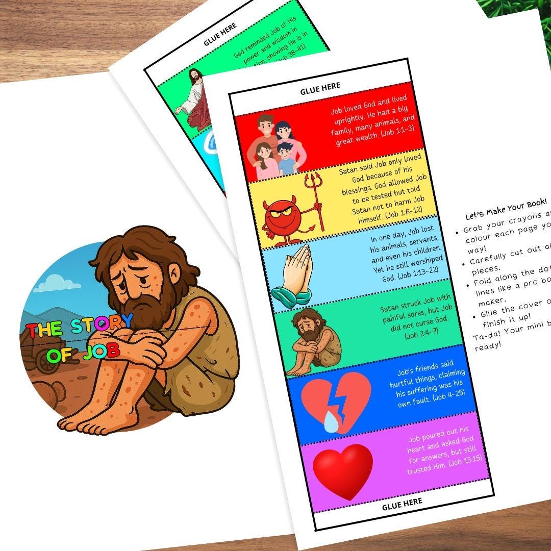 The Story of Job Folding Surprise Bible Craft, Bible Lesson, Memory ...