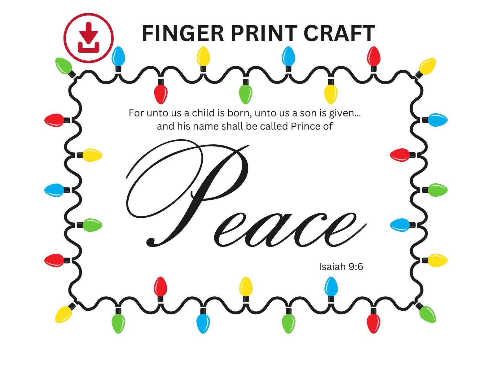 Fingerprint Christmas Lights Printable Craft - PEACE, Advent Activity ...