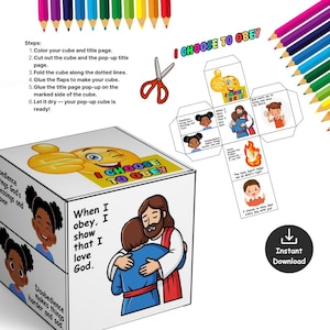 I Obey God Craft| Activity Cube Bible Craft| Bible Lesson| Sunday ...