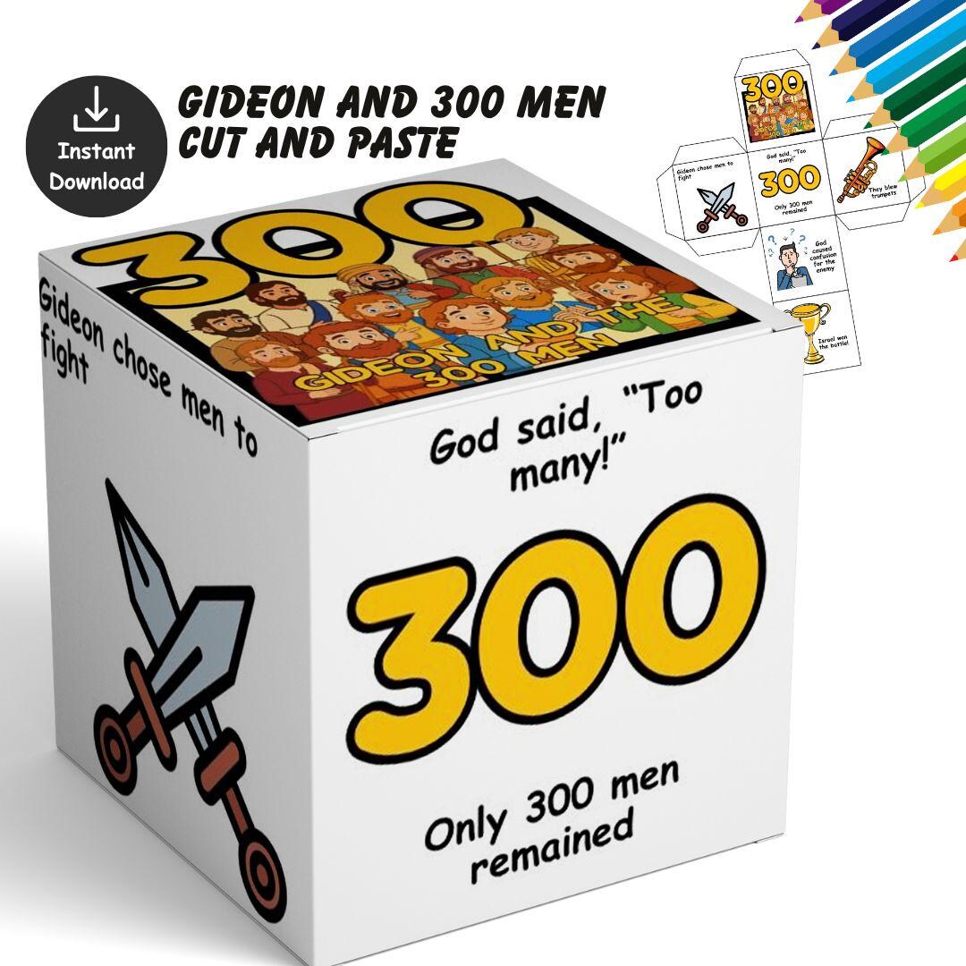 Gideon and the 300 Men Coloring Cube Craft, Memory Games, Bible Craft ...
