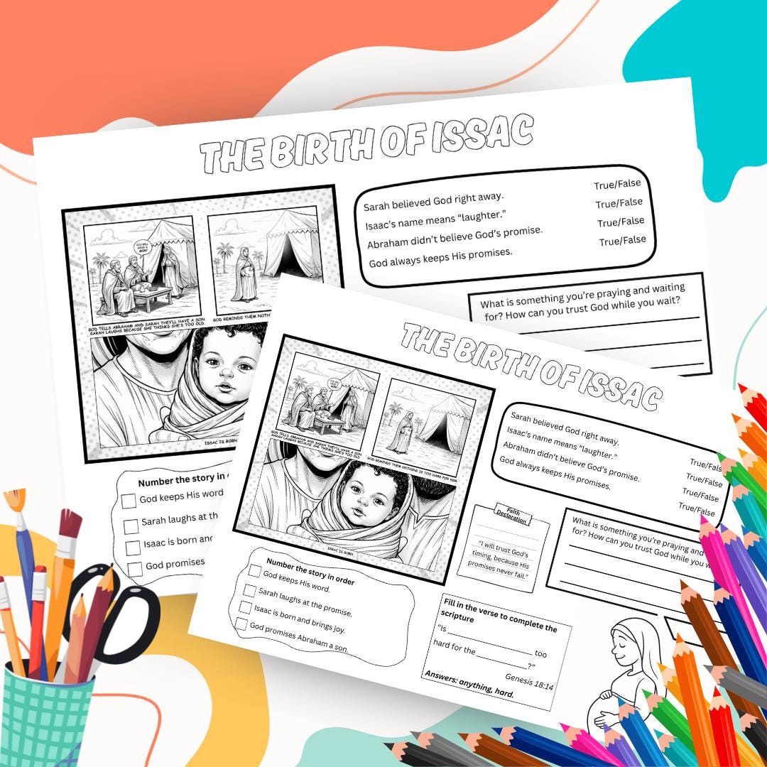 Birth of Isaac Activity Sheet, Memory Games, Bible Craft for Kids ...