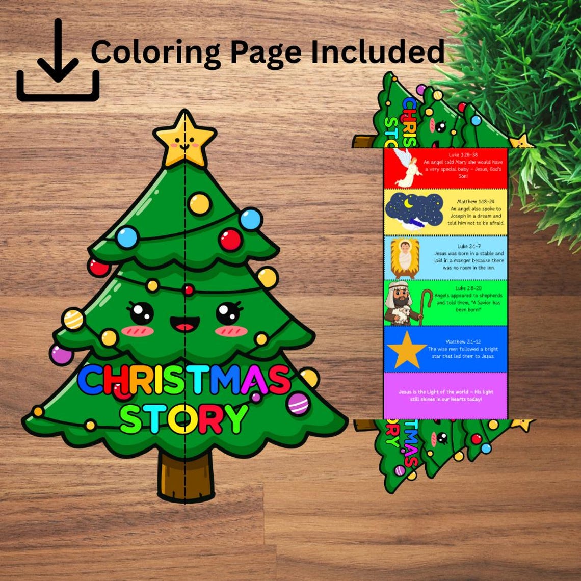 Christmas Story Tree Craft, Nativity Craft (digital Download), Bible ...