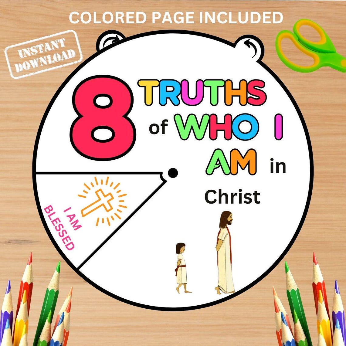 Printable Identity in Christ Coloring Wheel/ Printable Bible Activity ...