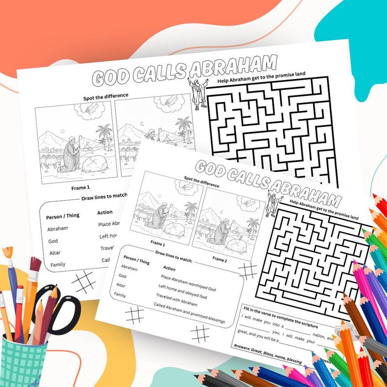 God Calls Abraham Activity Sheet, Bible Craft, Bible Lesson, Sunday ...